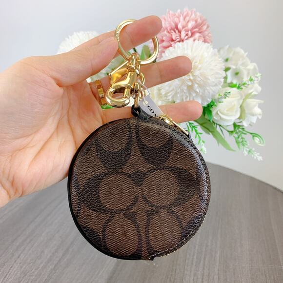 Coach | Bags | Coach Cg762 Circular Coin Pouch Bag Charm In Signature ...